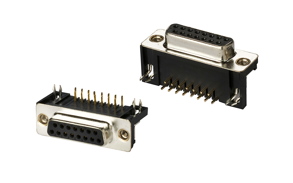 PCB Mount D-Sub Connectors - Standard Density, Right-Angle, 10.2 mm ...
